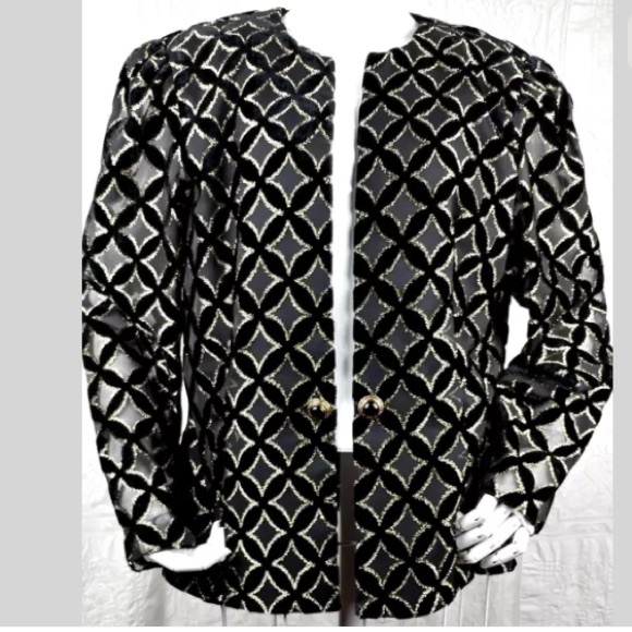 Vintage | Jackets & Coats | Vintage Patra Burnout Blazer Black Gold ...